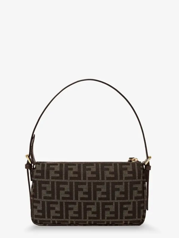 Fendi Zip Top Ff Zucca Fabric Shoulder Bag