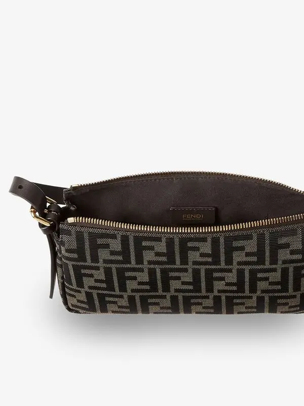 Fendi Zip Top Ff Zucca Fabric Shoulder Bag