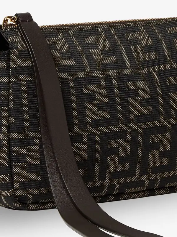 Fendi Zip Top Ff Zucca Fabric Shoulder Bag