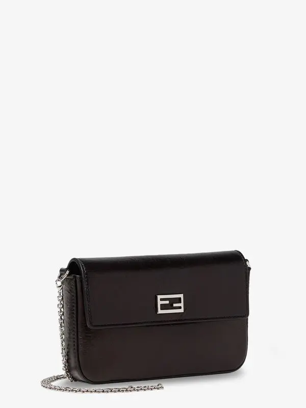 Fendi Crackled Leather Wallet On Chain Tube Crossbody Bag