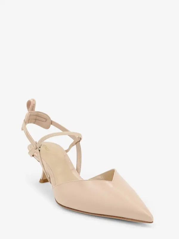 Fendi Very Colibrì Patent Leather Slingback Pumps - Beige