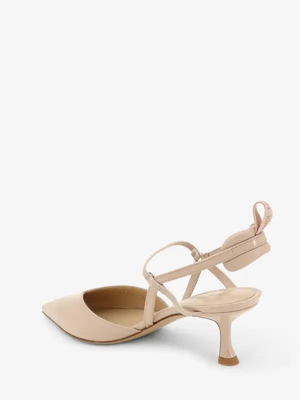 Fendi Very Colibrì Patent Leather Slingback Pumps - Beige