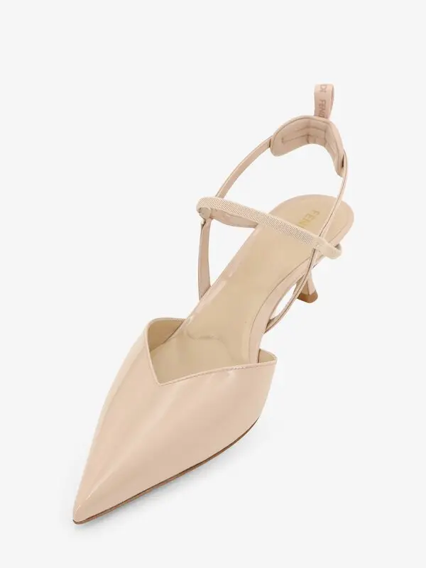 Fendi Very Colibrì Patent Leather Slingback Pumps - Beige