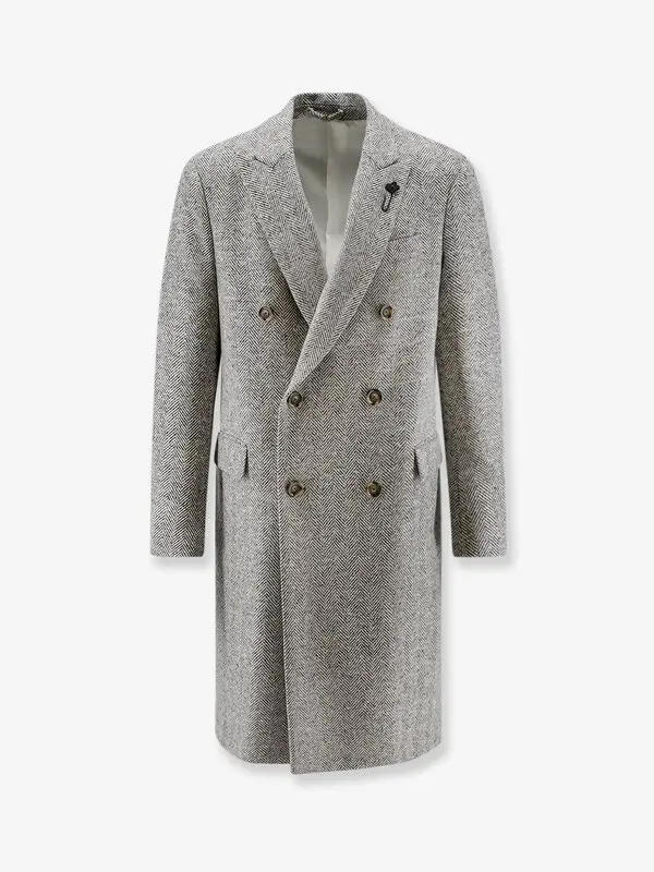 LARDINI Double-breasted Virgin Wool Coat