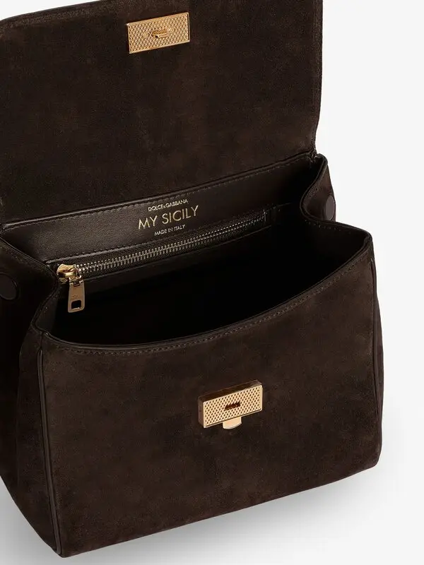 Dolce & Gabbana My Sicily Handbag In Suede - Brown