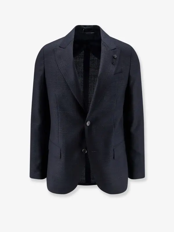 LARDINI Prince Of Wales Wool Blazer