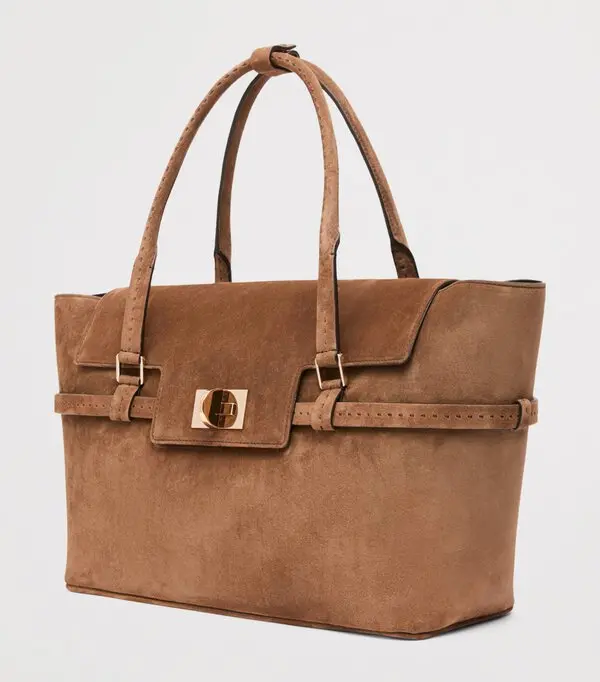 Max Mara Suede Margaux Top Handle Bag - Brown