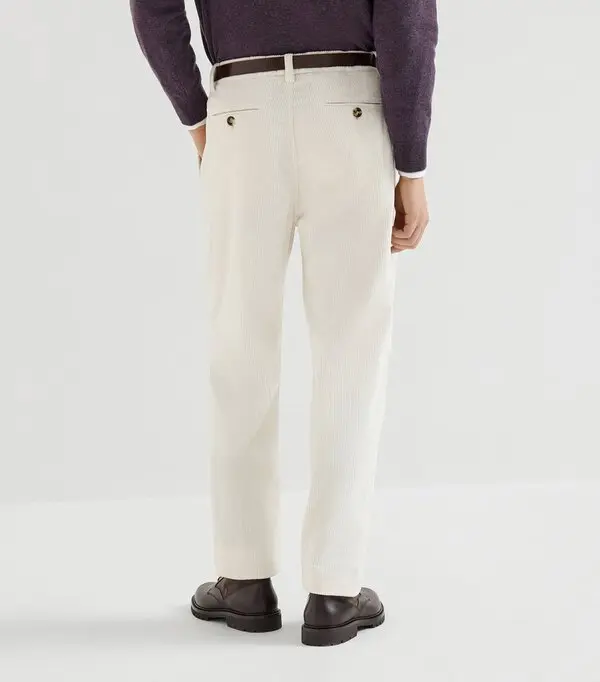 Brunello Cucinelli Corduroy Straight Trousers - White