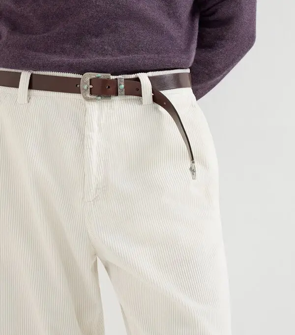 Brunello Cucinelli Corduroy Straight Trousers - White