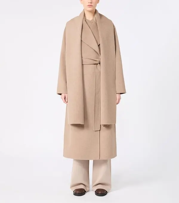 Max Mara Wool-cashmere Belted Wrap Coat - Brown