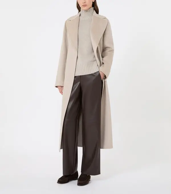 Max Mara Virgin Wool-cashmere Belted Coat - Beige