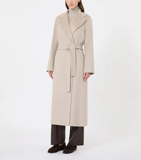 Max Mara Virgin Wool-cashmere Belted Coat - Beige