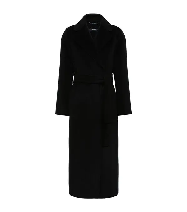 Max Mara Virgin Wool-cashmere Belted Coat - Black