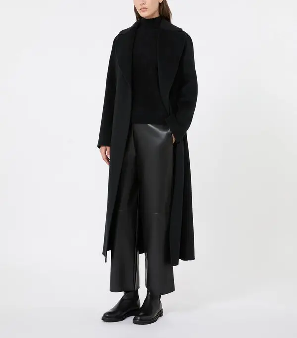 Max Mara Virgin Wool-cashmere Belted Coat - Black