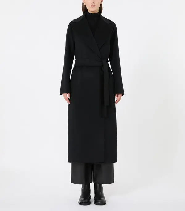 Max Mara Virgin Wool-cashmere Belted Coat - Black
