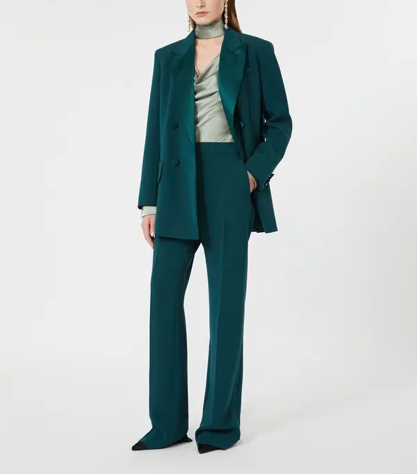Max Mara Flared Tuxedo Trousers - Green