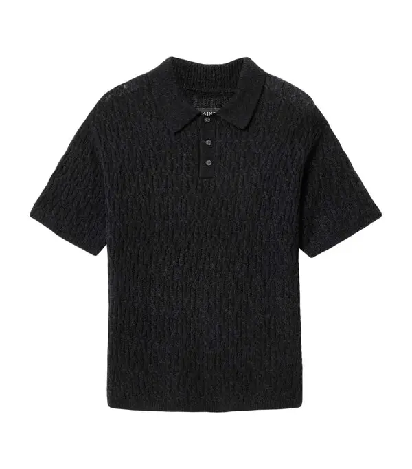 ALLSAINTS Wool-blend Cyclone Polo Shirt - Black