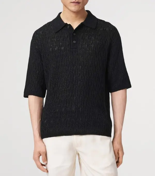 ALLSAINTS Wool-blend Cyclone Polo Shirt - Black