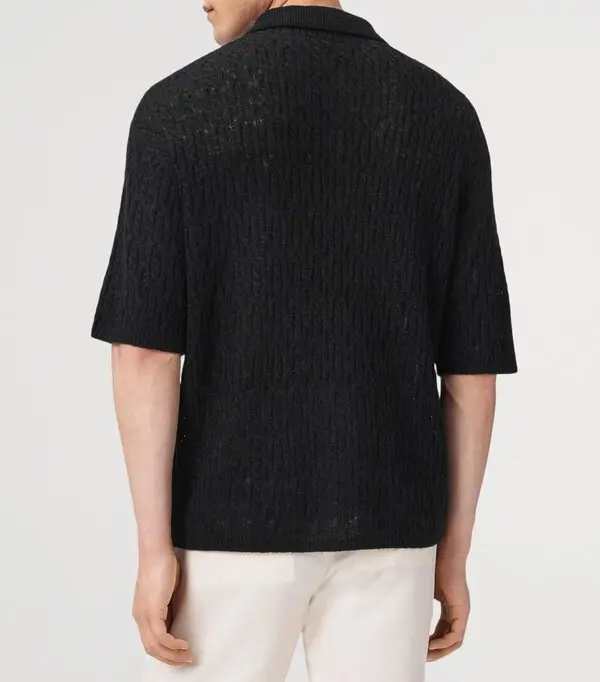 ALLSAINTS Wool-blend Cyclone Polo Shirt - Black