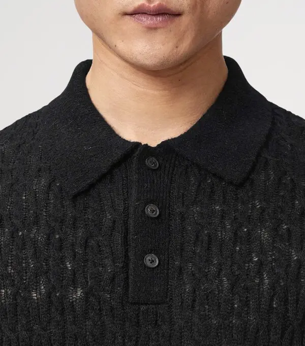 ALLSAINTS Wool-blend Cyclone Polo Shirt - Black
