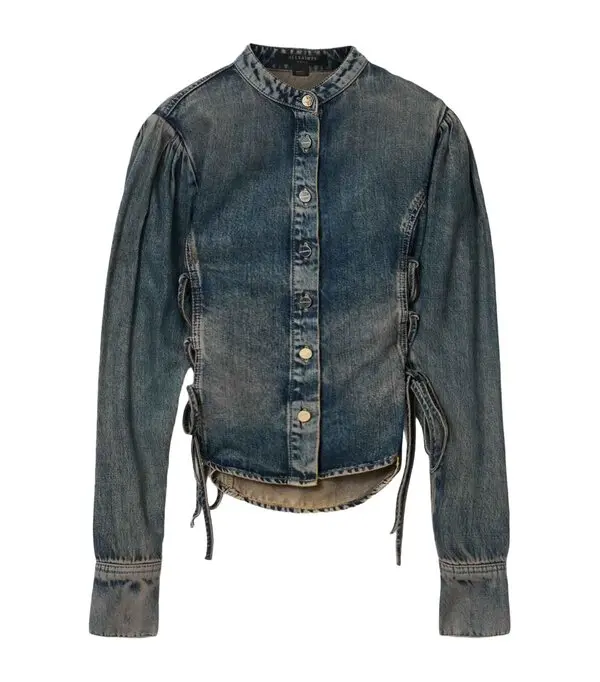 ALLSAINTS Denim Lace-up Evanna Shirt - Blue