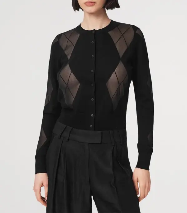 ALLSAINTS Wool-blend Argyle Bern Cardigan