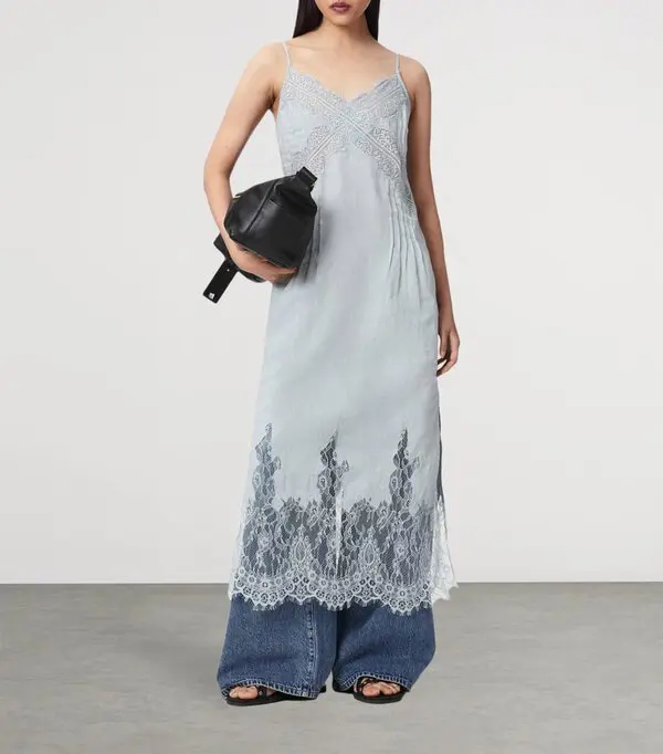 ALLSAINTS Linen Samia Midi Dress