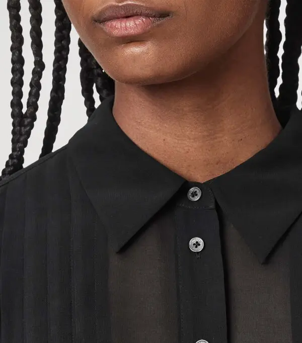 ALLSAINTS Chiffon Frill-trim Minna Shirt - Black