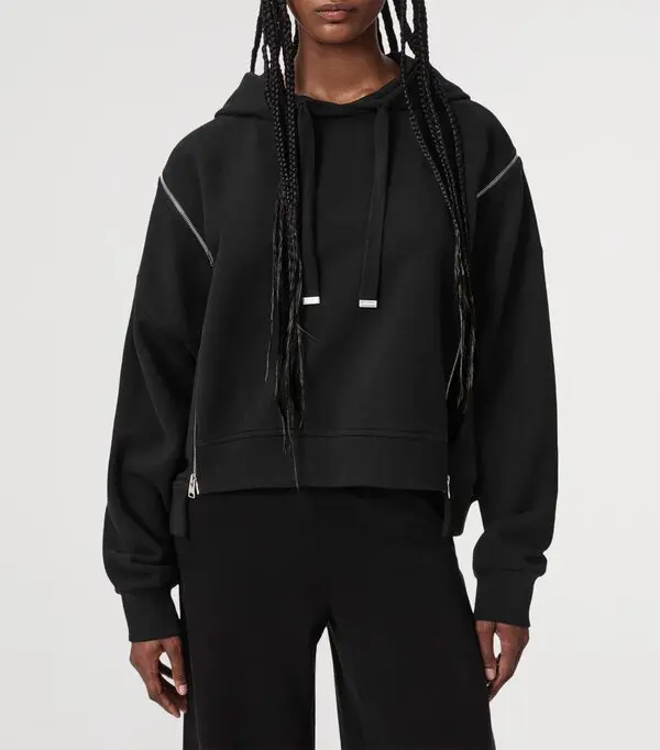 ALLSAINTS Organic Cotton Zip-detail Ciara Hoodie - Black