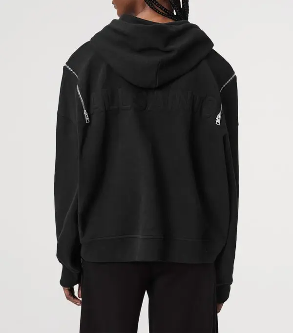 ALLSAINTS Organic Cotton Zip-detail Ciara Hoodie - Black