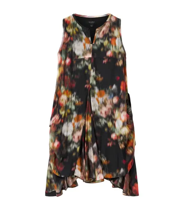 ALLSAINTS Cotton Floral Sybil Mini Dress - Black