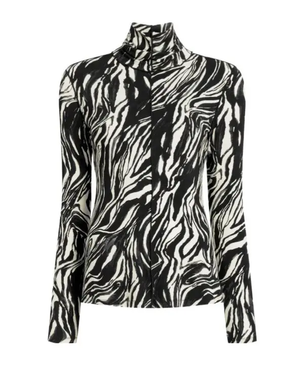 Proenza Schouler Audrey Marble-print Top - Black
