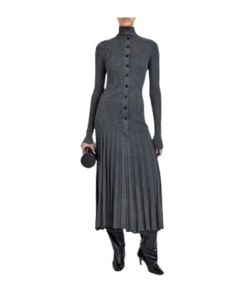 Proenza Schouler Ribbed Pleated Midi Day Dress