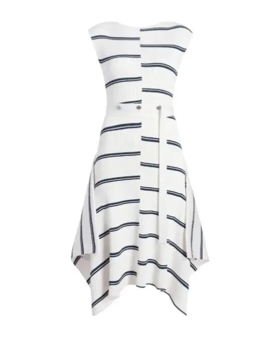 Proenza Schouler Striped Ribbed Knit Midi Dress