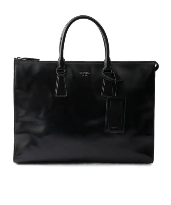 Prada Leather Tote Bag - Black