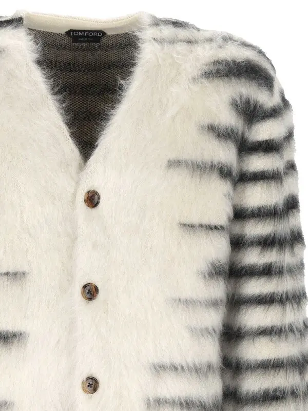 TOM FORD Striped Mohair-blend Cardigan