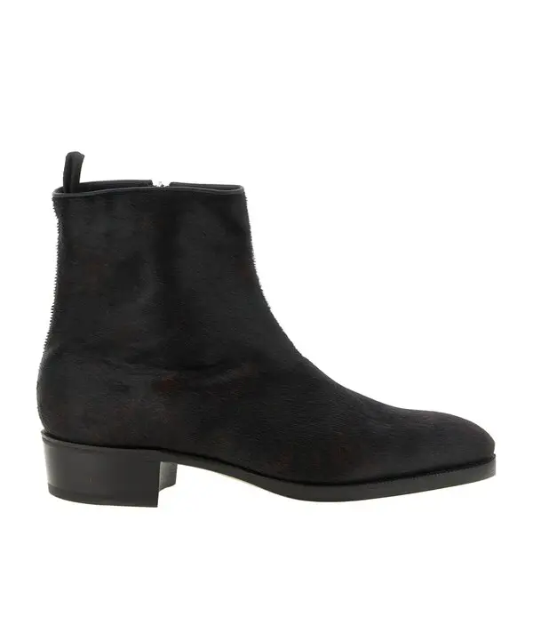 John Lobb Textured Calfskin Almond-toe Boots