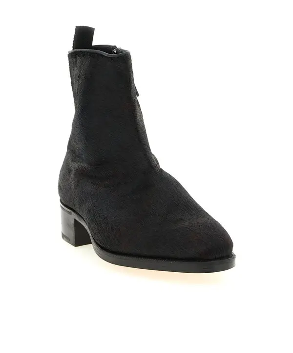 John Lobb Textured Calfskin Almond-toe Boots