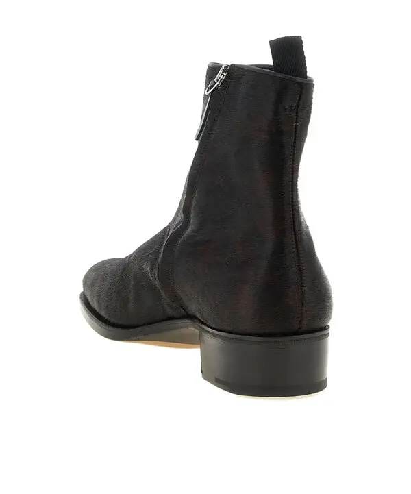 John Lobb Textured Calfskin Almond-toe Boots