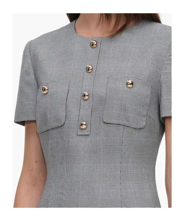 SELF-PORTRAIT Check Pleated Mini Dress