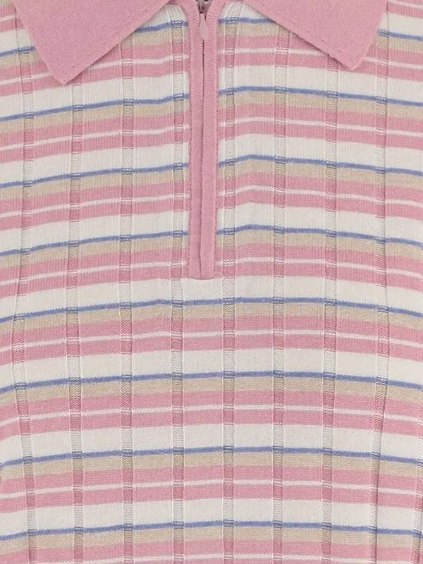 Guest In Residence Striped Zip Polo Knitted Sweater