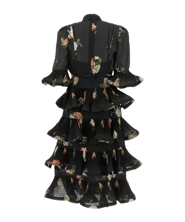 Zimmermann Pleated Sleeved Midi Dress