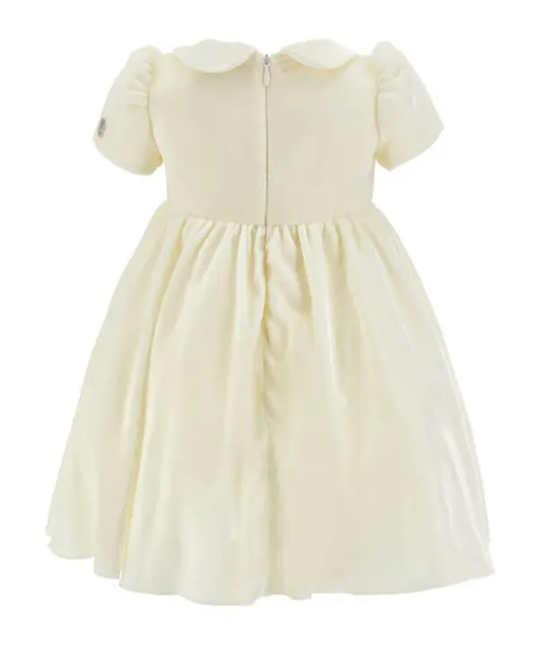 Monnalisa Rose-appliqué Velvet Dress