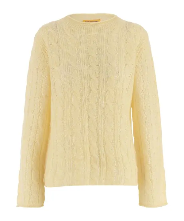 Guest In Residence Cable-knit Crew-neck Sweater - Yellow