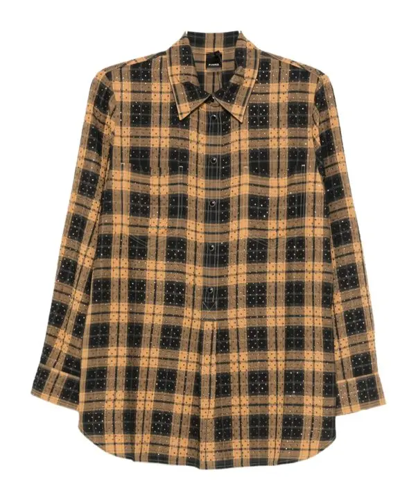 Pinko Rhinestone-embellished Checked Shirt