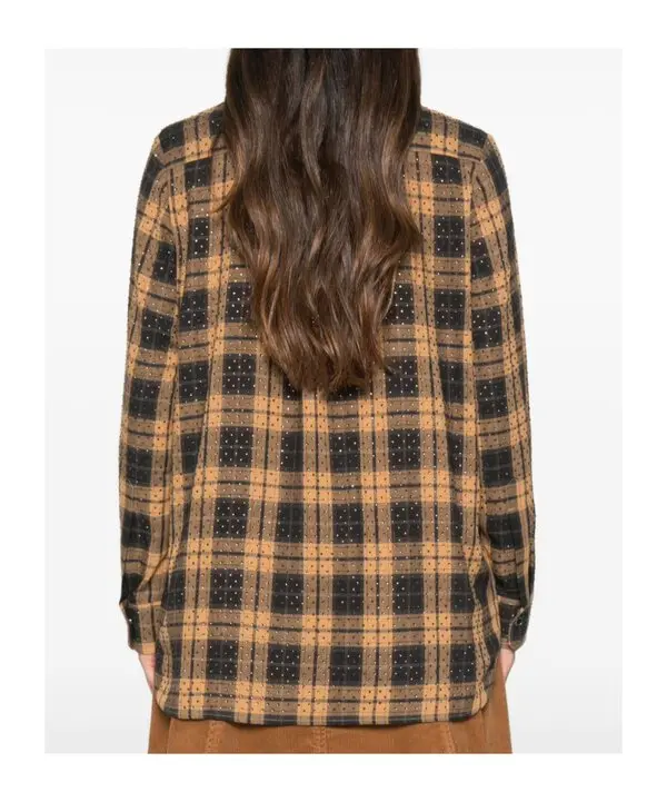Pinko Rhinestone-embellished Checked Shirt