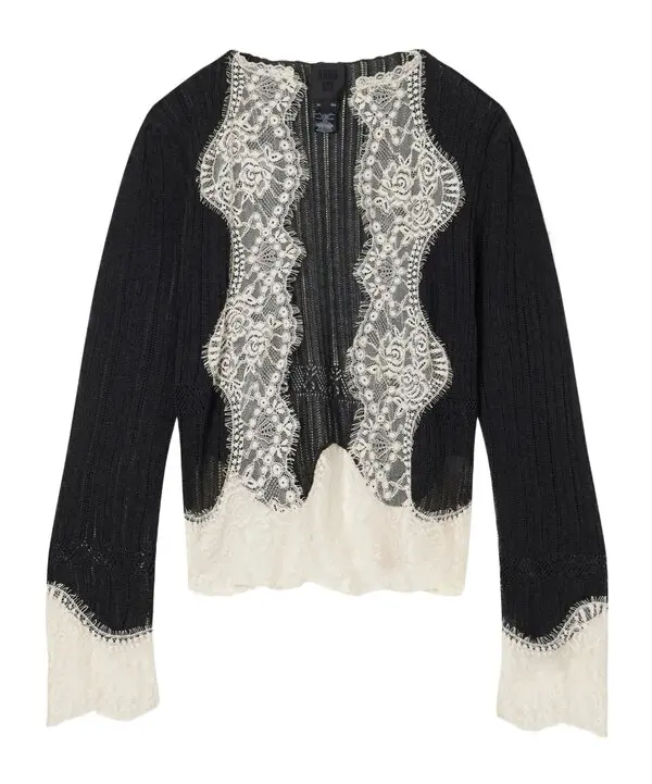 Anna Sui Lace-trimmed Jersey Cardigan