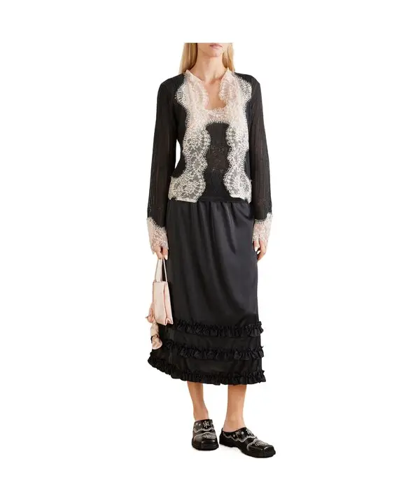 Anna Sui Lace-trimmed Jersey Cardigan