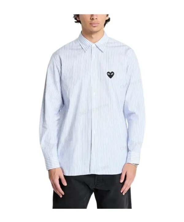Play Comme Des Garcon Black Heart Striped Shirt