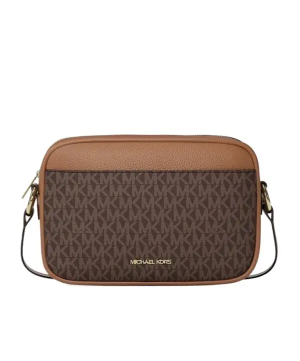 Michael Kors Jet Set Travel Large Signature Logo Camera Crossbody Bag - Brown